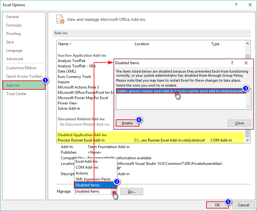 Process Runner Tab Unavailable in Excel | Process Runner Excel Add-in
