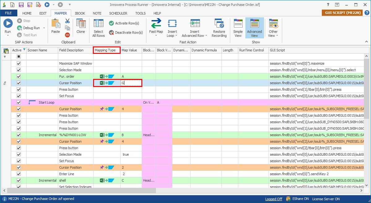 Convert a field to an Excel mappable field in GUI Scripting | Process Runner