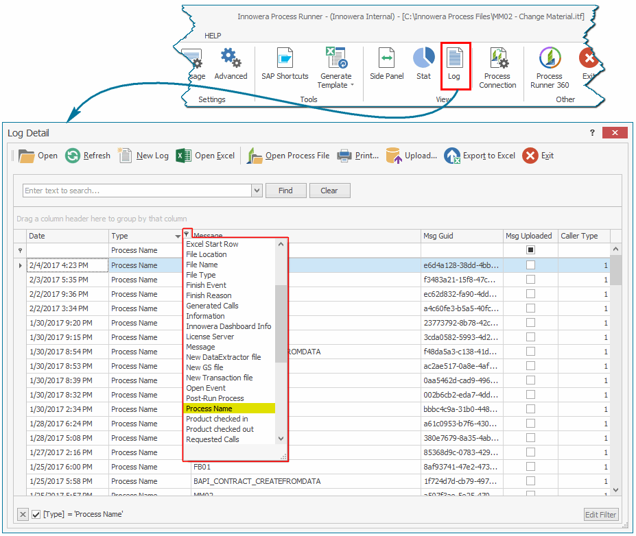 Getting started with Process Runner > Understanding Individual Ribbon ...