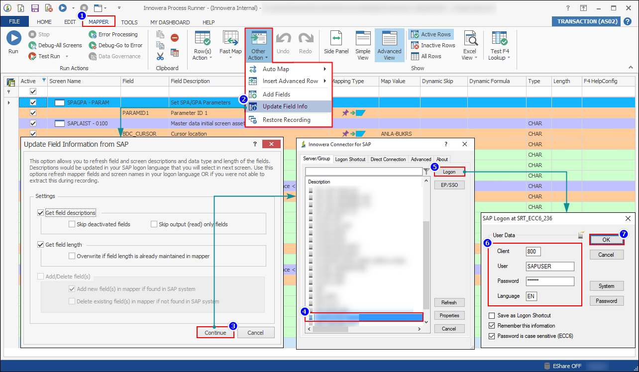 Getting started with Process Runner > Understanding Individual Ribbon Tabs > Mapper > Edit ...